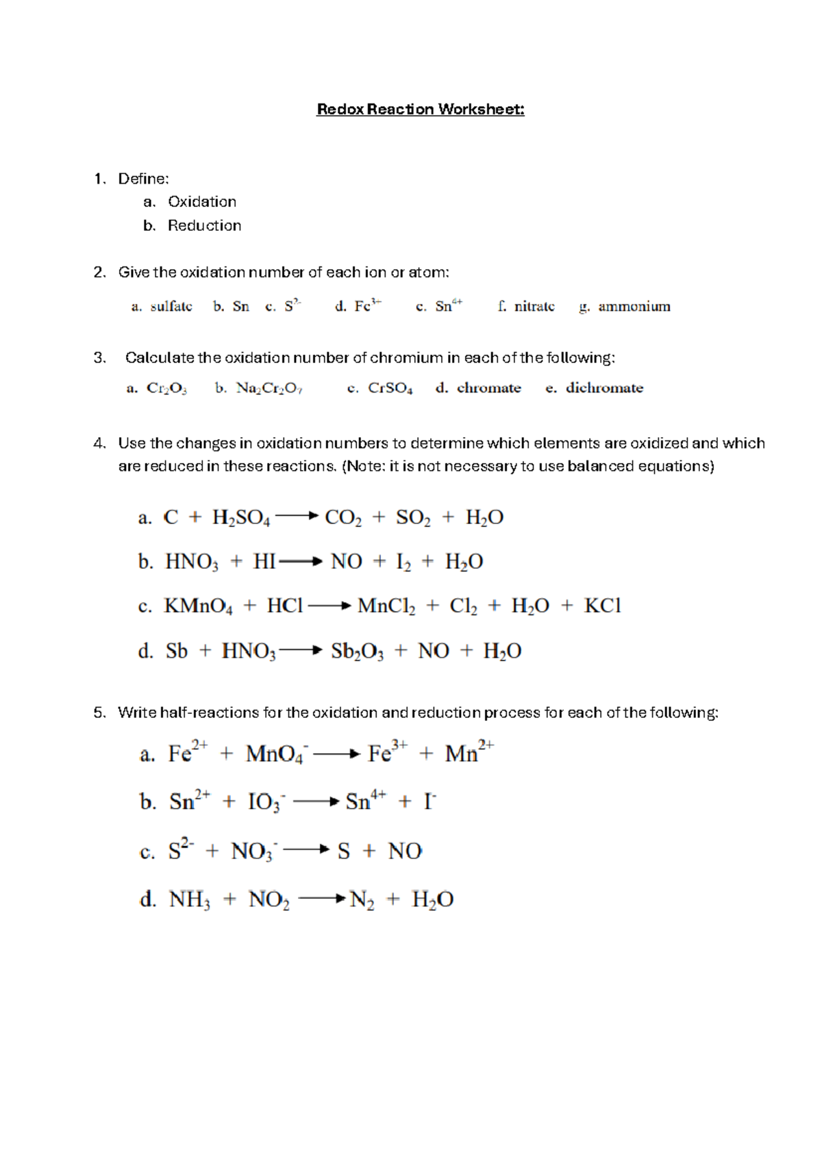 Gr 10 Redox Reactions: Worksheet & Memo for Current Effects - Studocu