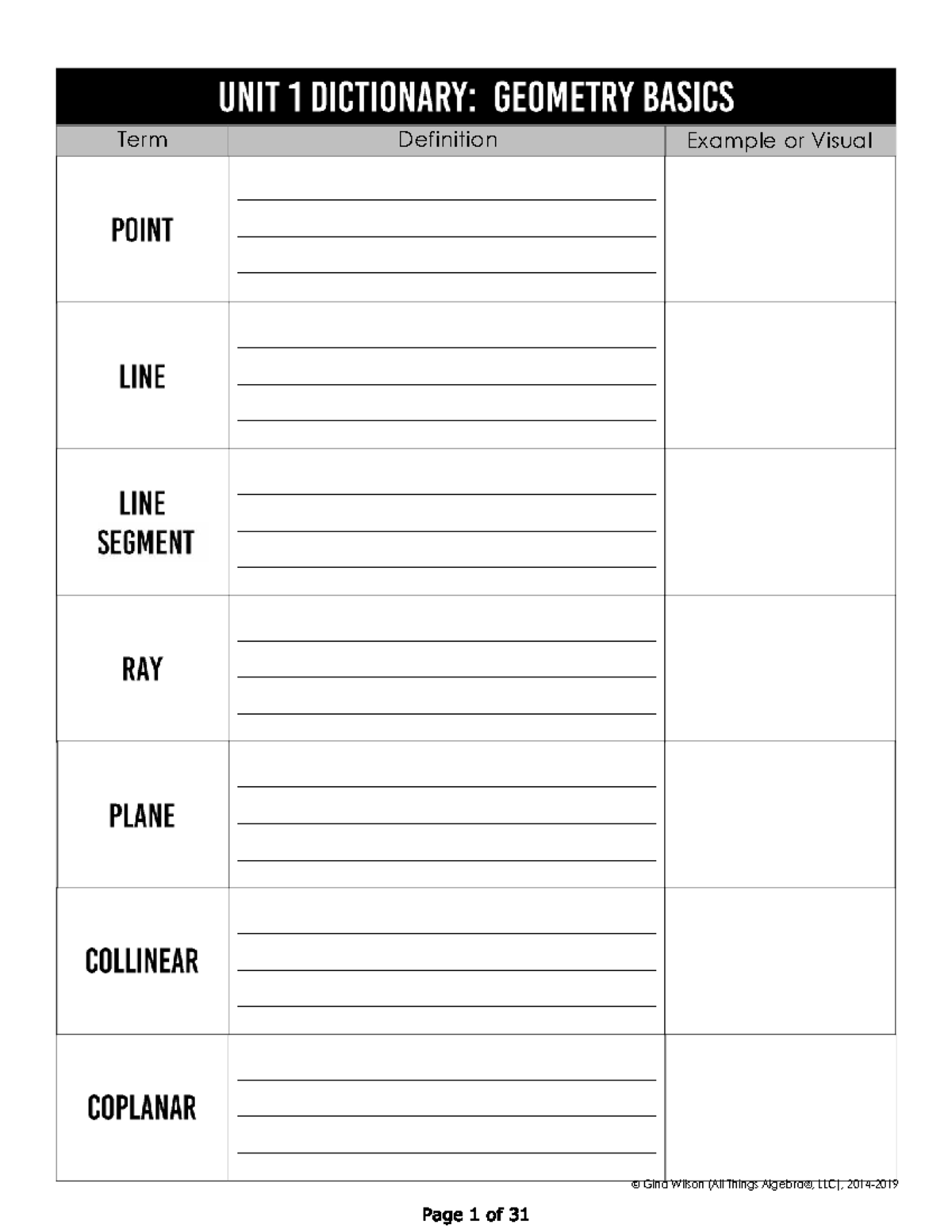 Geoquiz Work - Fun: Geometry Terms & Definitions - Studocu