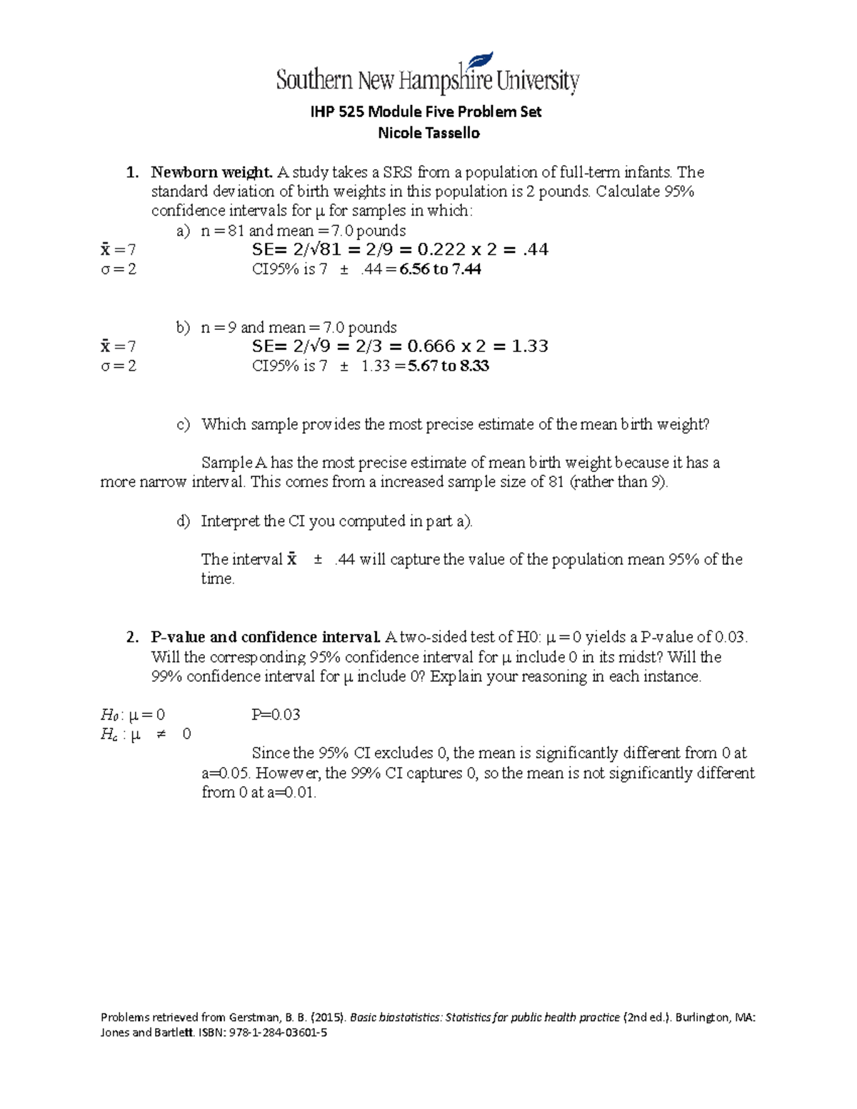 IHP 525 Module Five Problem Set Q1 correction - IHP 525 Module Five ...