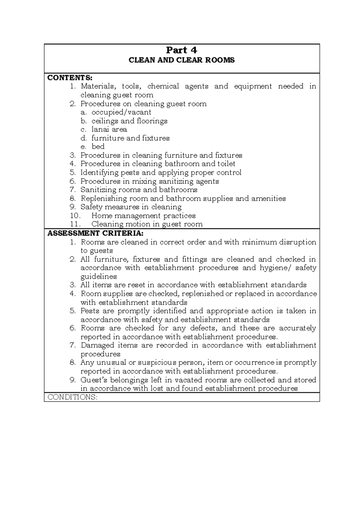 CBLM Prepare Room for Guest: Cleaning Procedures & Safety Guidelines ...