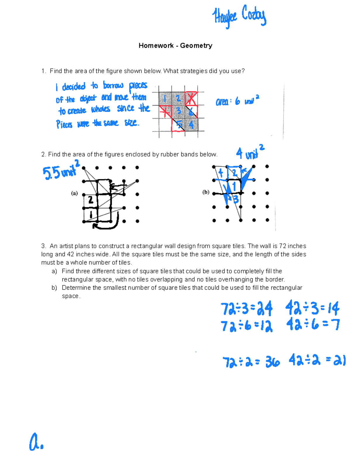 Homework+-+Geometry - Homework - Homework - Geometry Find the area of ...