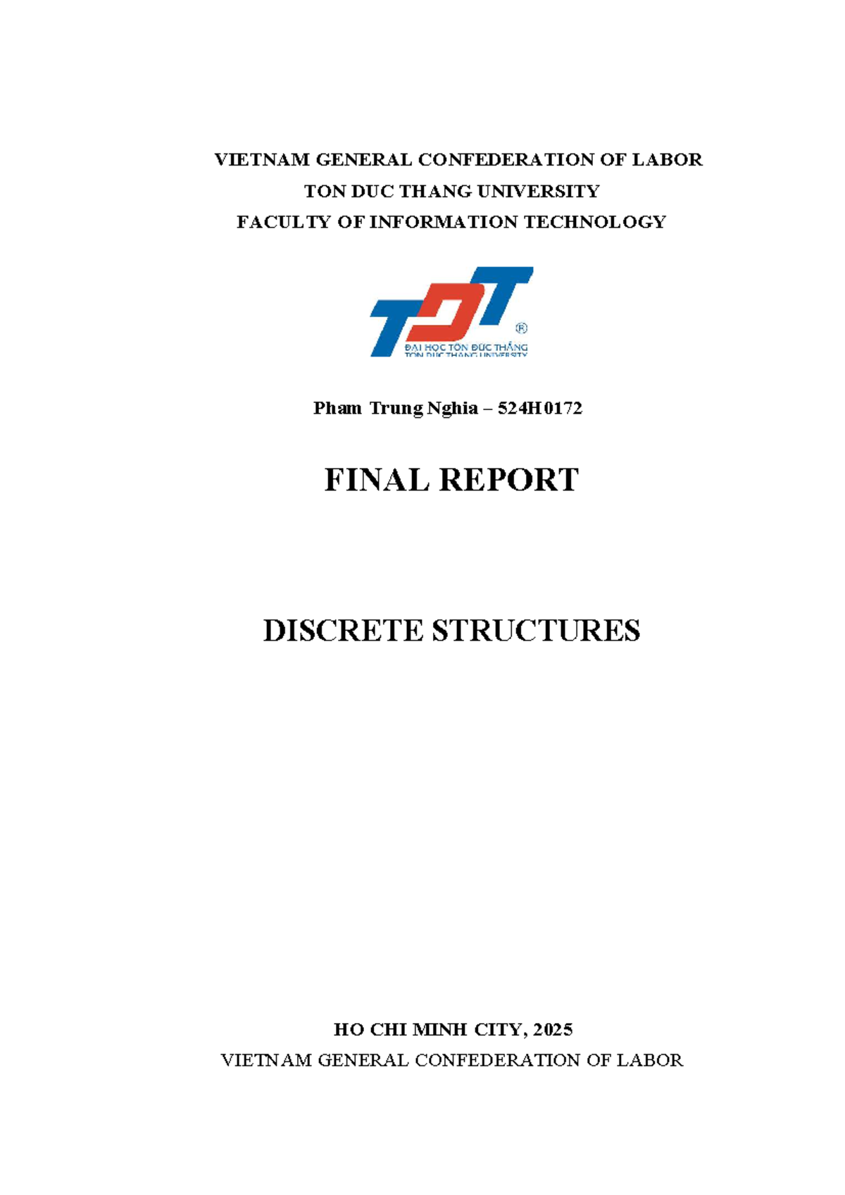 524H0172 Final Report on Discrete Structures at Ton Duc Thang ...