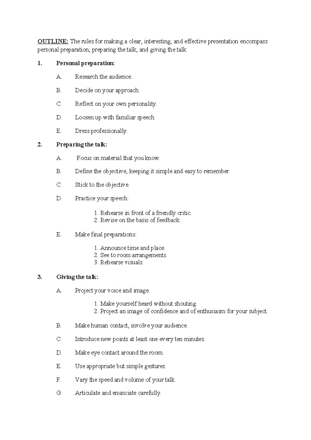 Public Speaking Lecture Handout 1: Effective Presentation Rules - Studocu