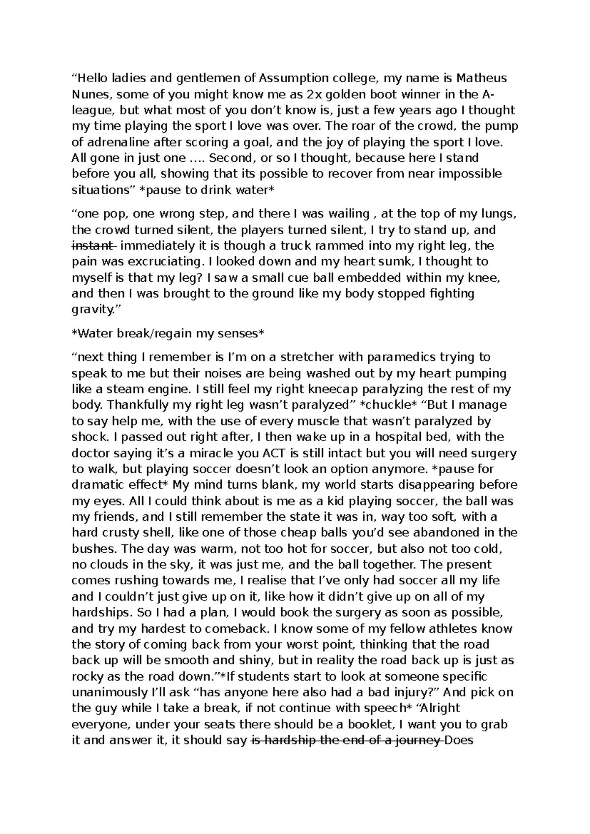 Overcoming Adversity: A Personal Journey in Sports - English AOS1 Essay ...