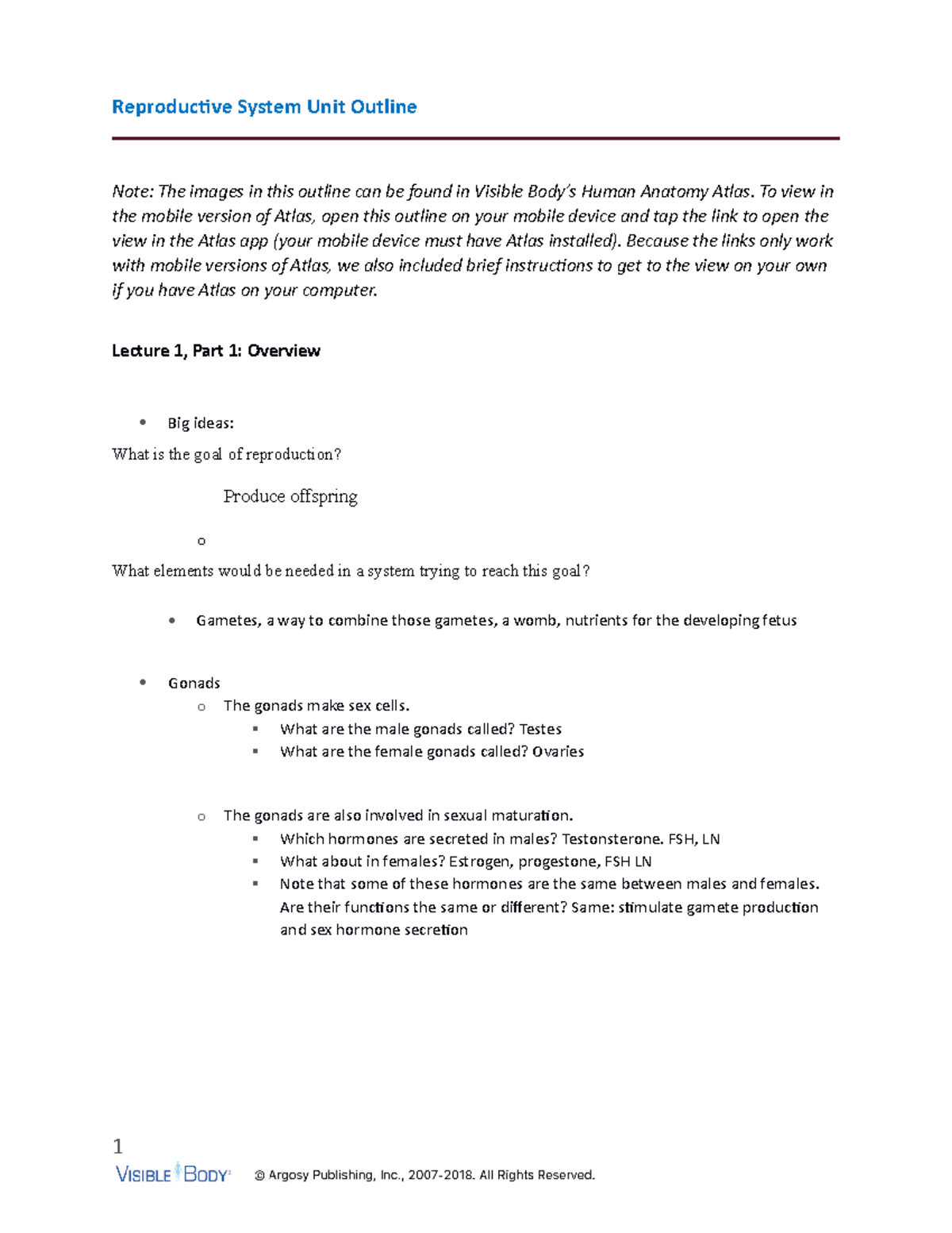 Guided Notes for the Reproductive System - Reproductive System Unit ...
