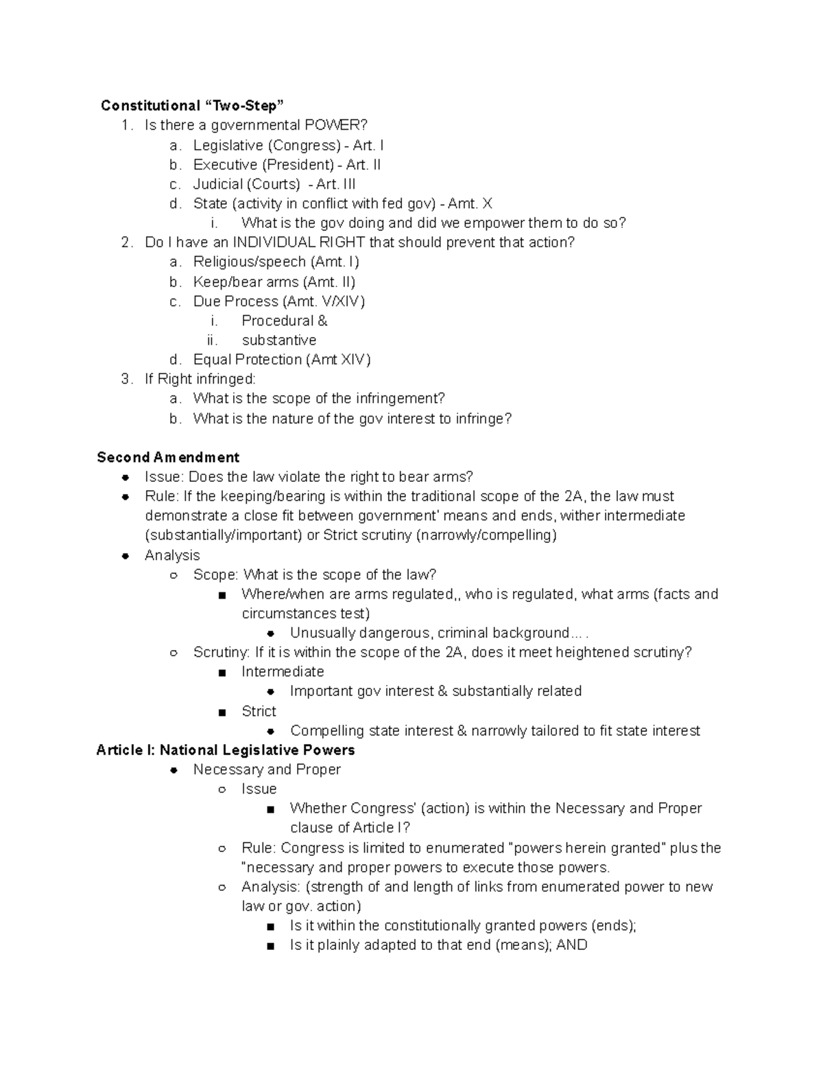 Constitutional Law IRAC Outline: Key Principles & Analysis Guide - Studocu