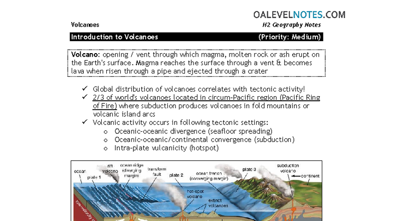 H2 Geography Notes: Understanding Volcanoes and Their Hazards - Studocu