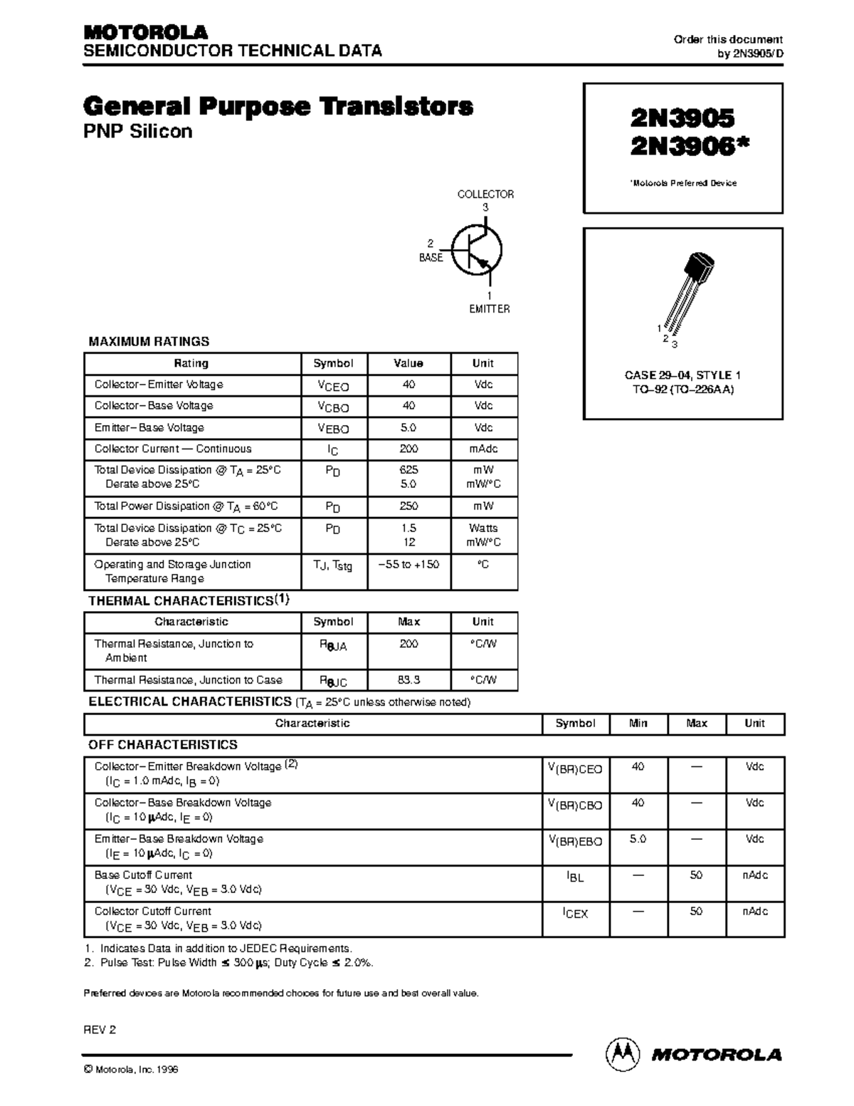 2N3905 PNP Silicon Transistor Technical Data and Ratings - Studocu