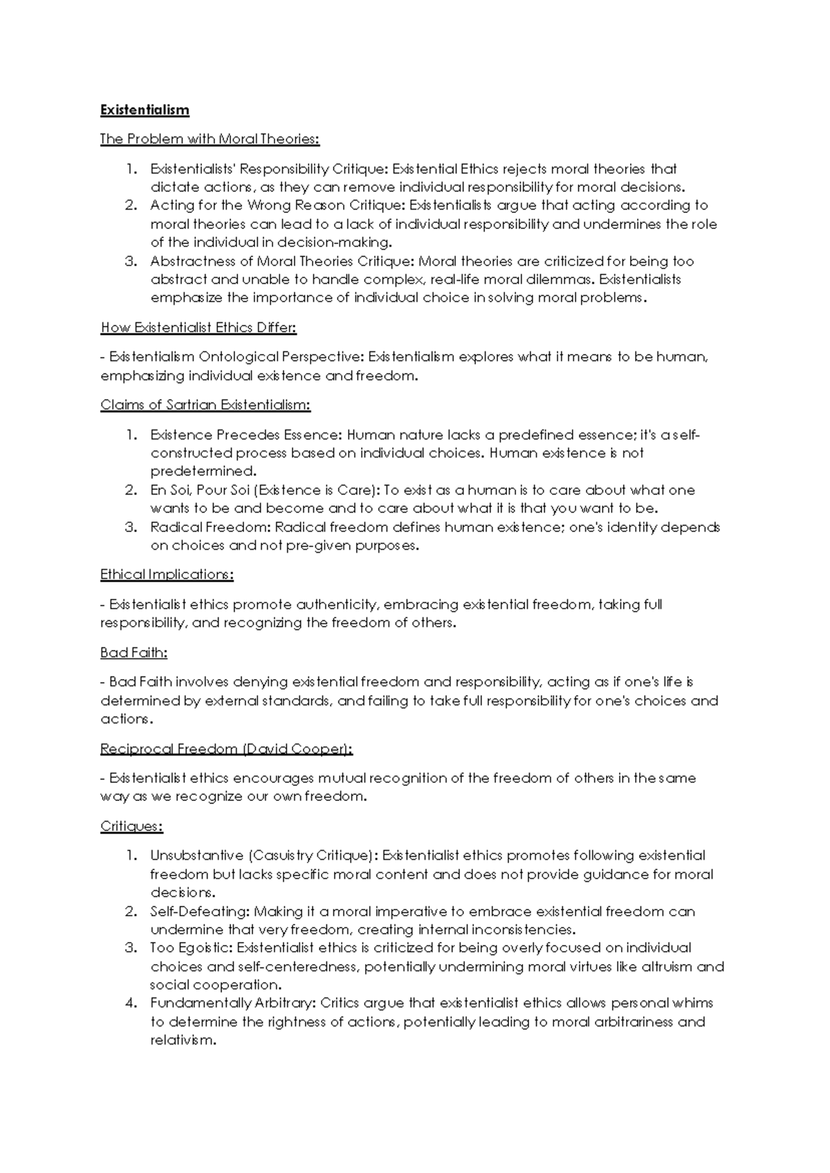 Existentialism and Ubuntu Ethics: A Comparative Study Summary - Studocu