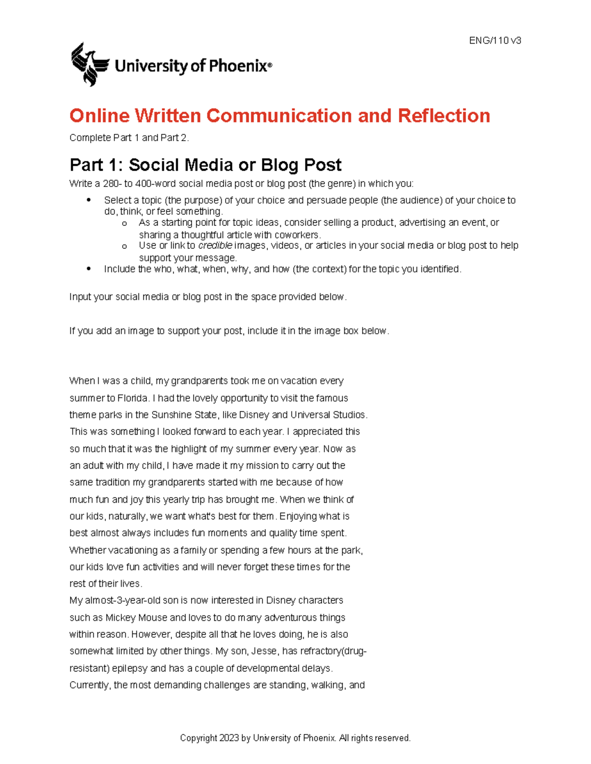 ENG110 v3 Week 3 Online Written Communication & Reflection: Social ...