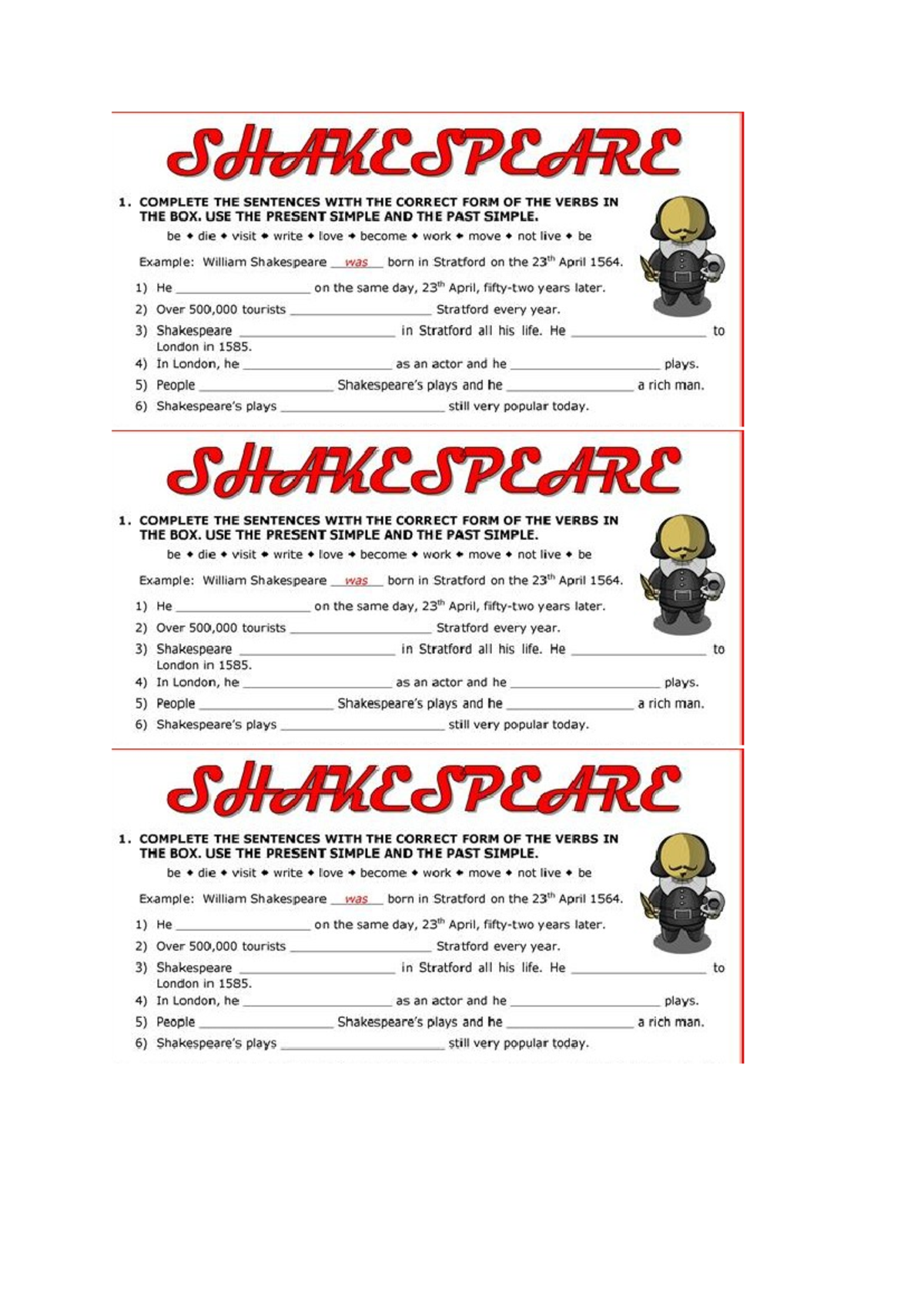 Shakespeare 1: Verb Forms in Present & Past Simple - Drama Doc1 - Studocu