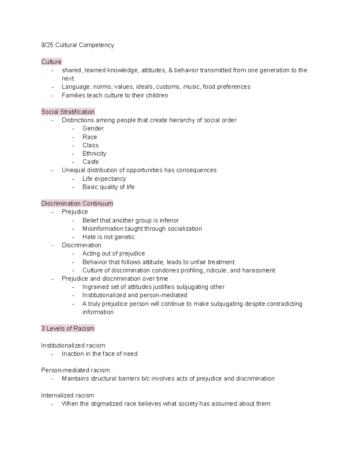 CFS 301: Cultural Competency & Social Stratification Overview - Studocu