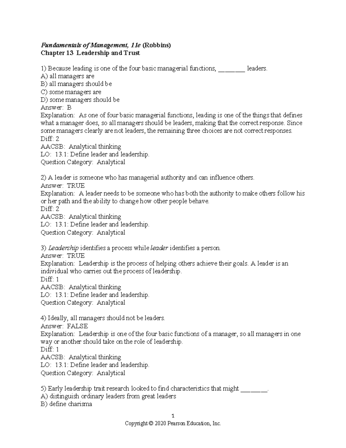 MGT 101: Chapter 13 - Leadership and Trust Insights - Studocu