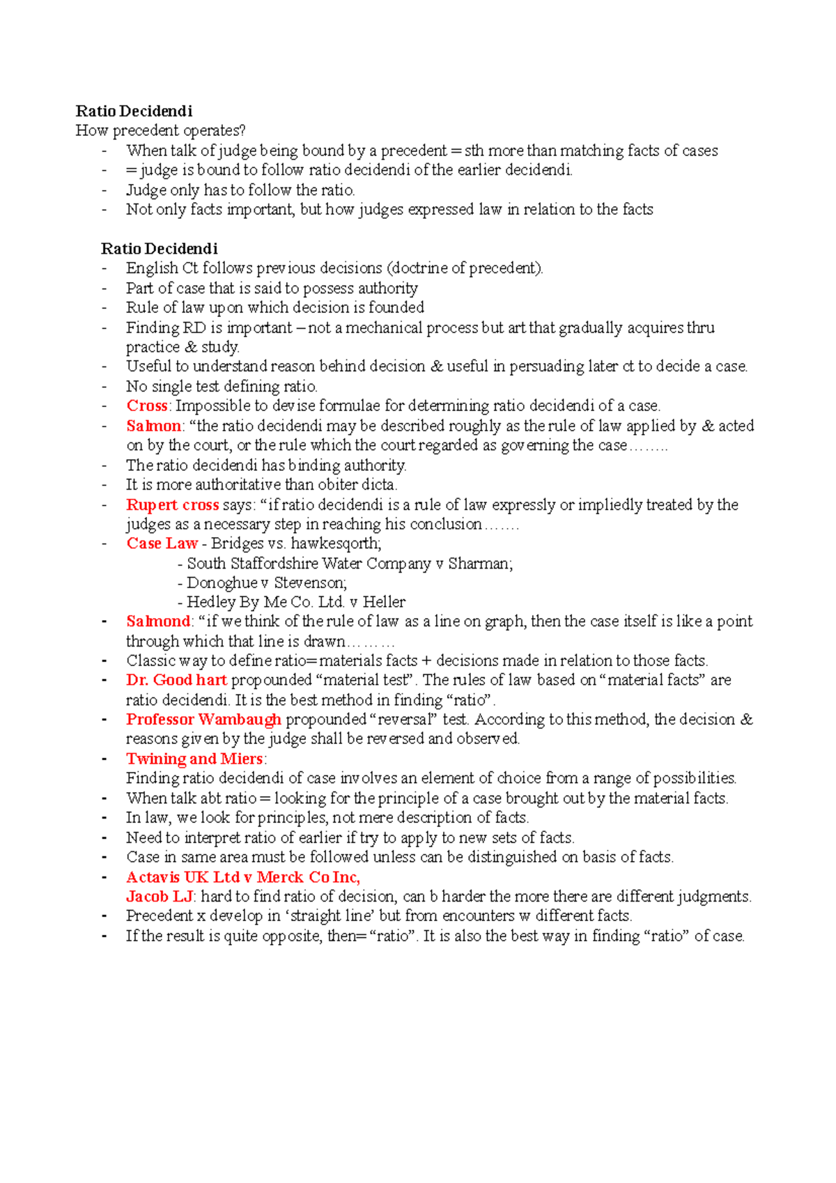 Understanding Ratio Decidendi & Obiter Dictum in Law Concepts - Studocu
