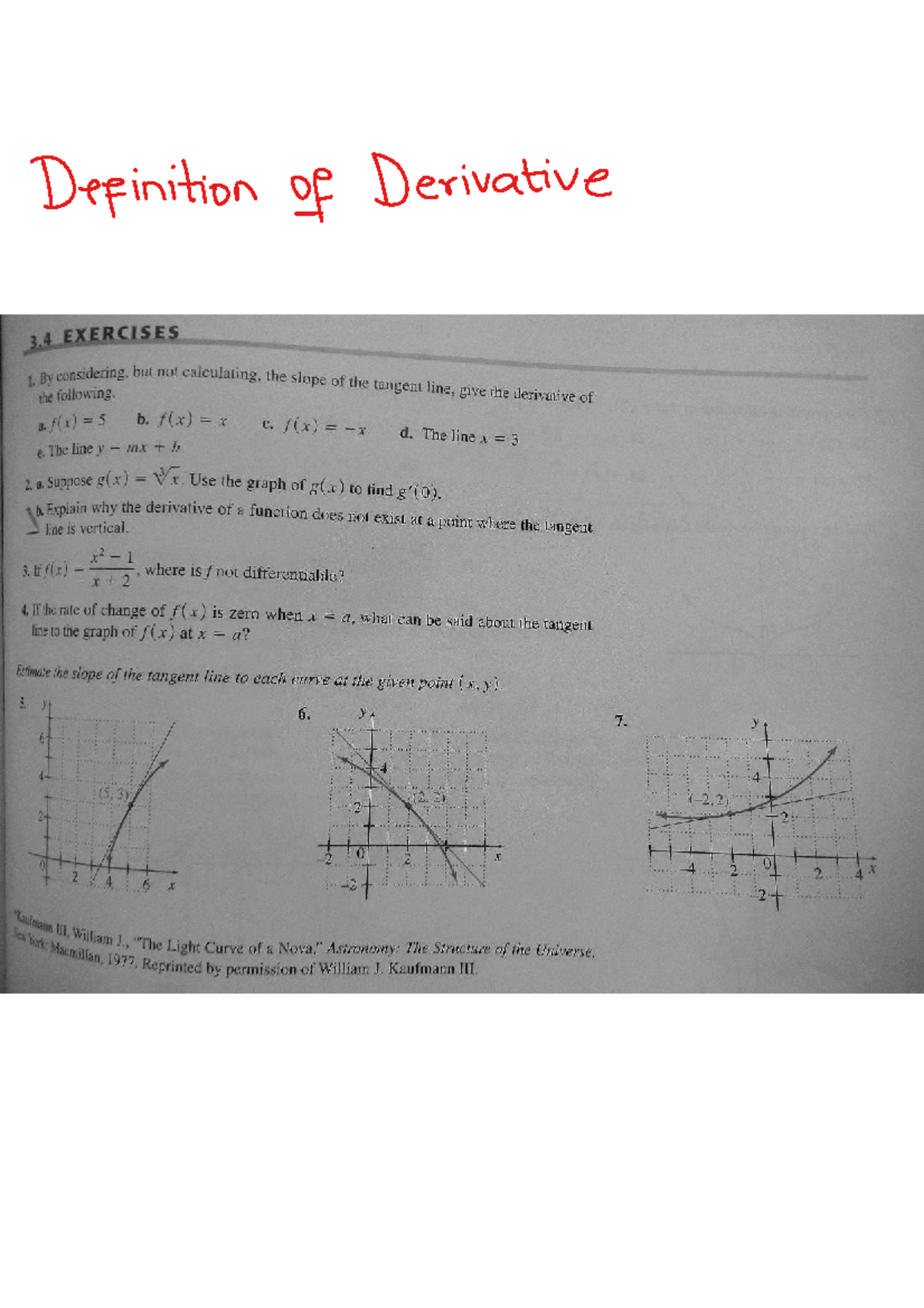 Definition of a Derivative: Exercises and Applications (Calc 3.4) - Studocu