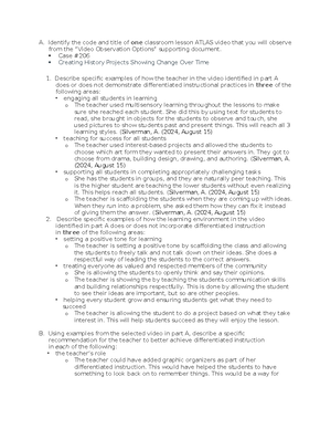 Learning As A Science D186 Task 3 - A. Analyze a lesson you have taught ...