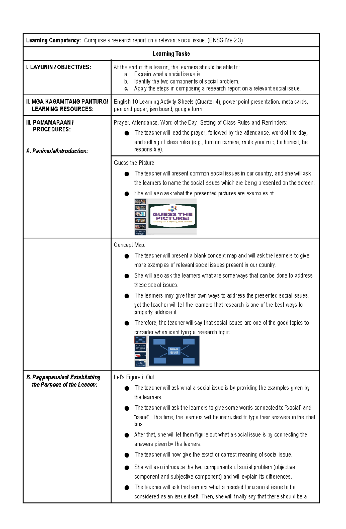 English 10 - Research Report on Social Issues: Learning Activities ...