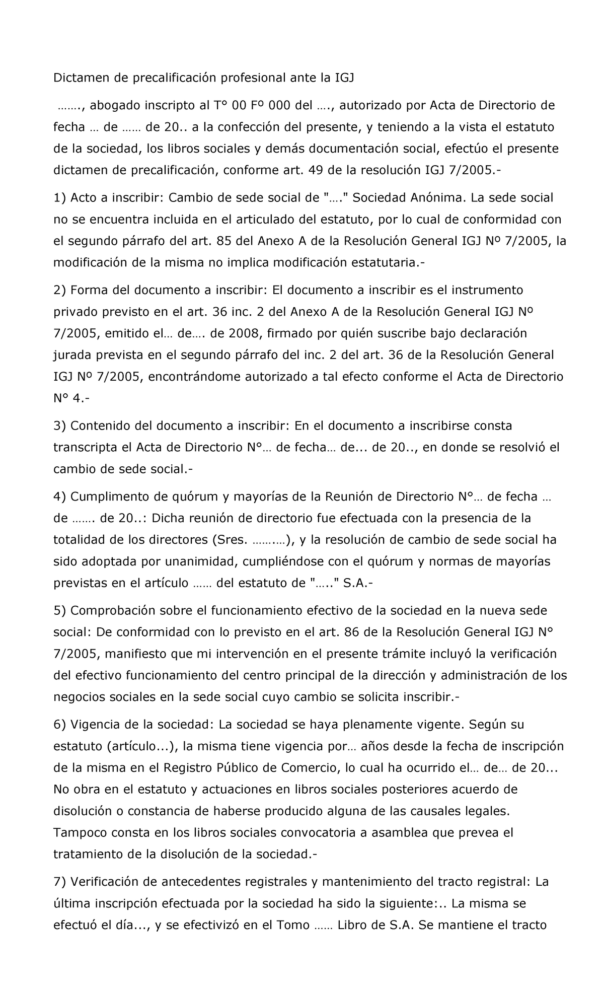 Dictamen de Precalificación Profesional ante la IGJ - 2023 - Studocu