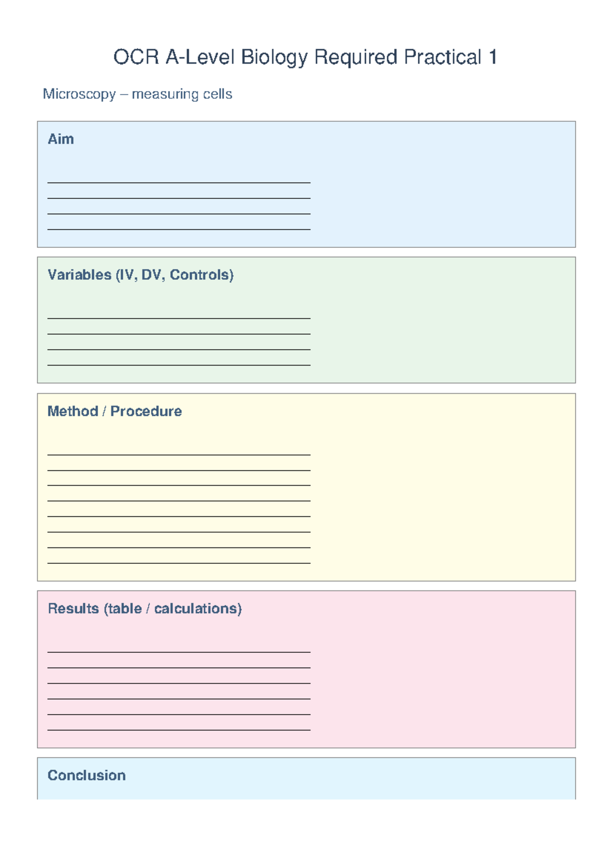 OCR A Level Biology Required Practicals Revision Guide - Studocu