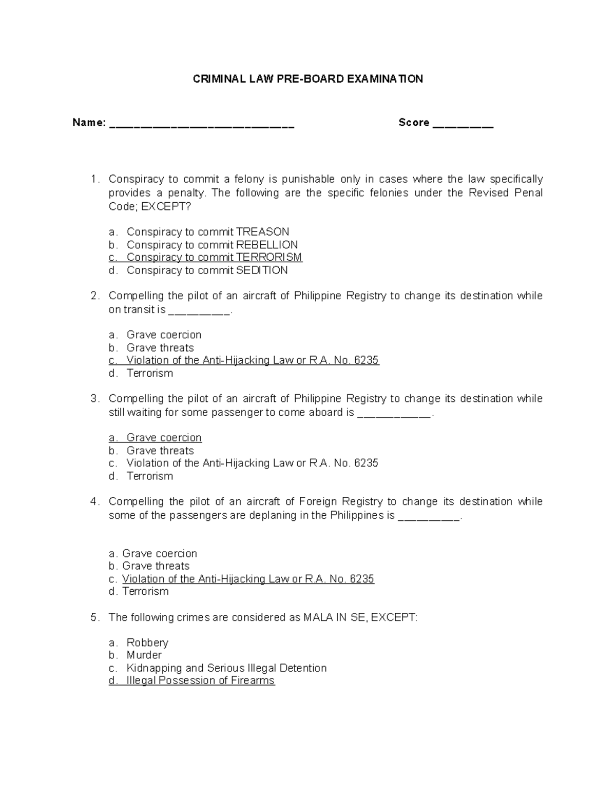318049801 Criminal Law Pre-Board Review for Criminology Students - Studocu