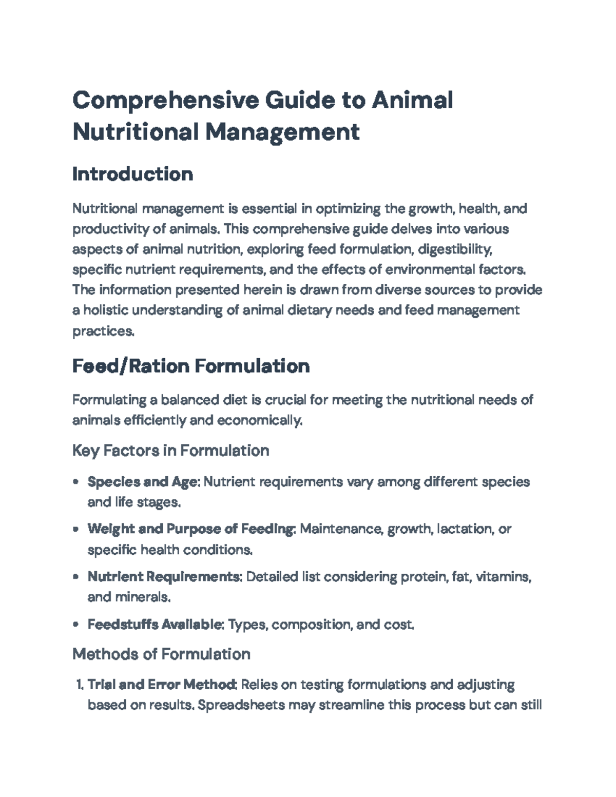 Comprehensive Guide to Animal Nutritional Management Strategies ...