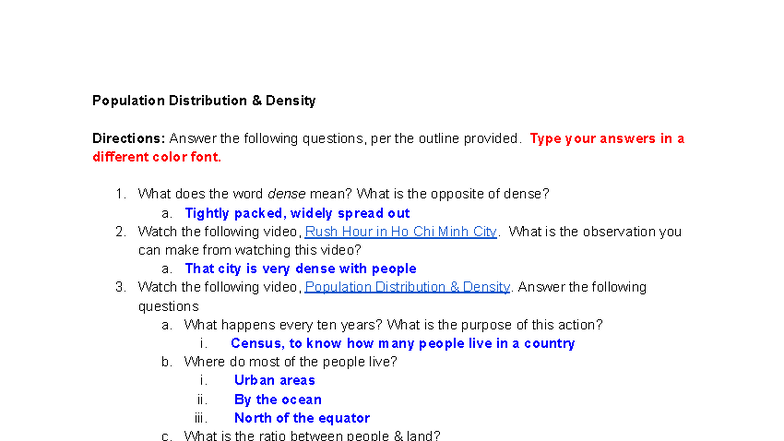 Population Distribution & Density Overview - Studocu