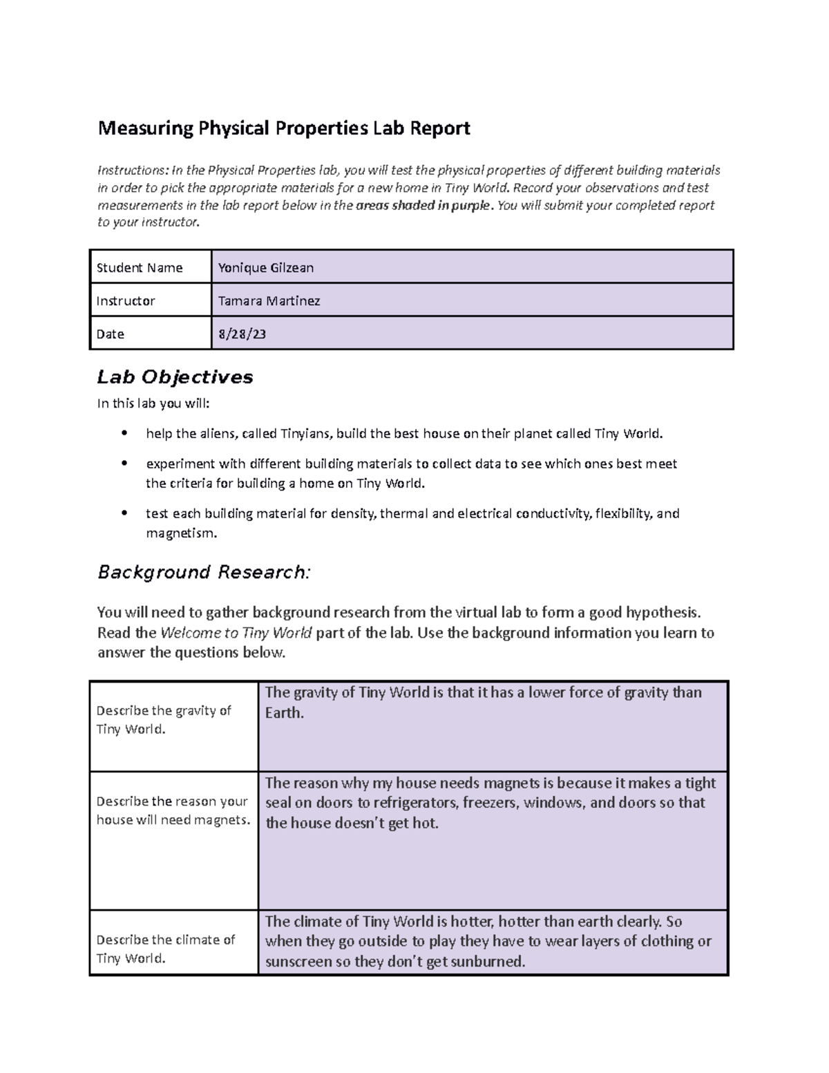 Lab Report: Measuring Physical Properties of Building Materials - Studocu