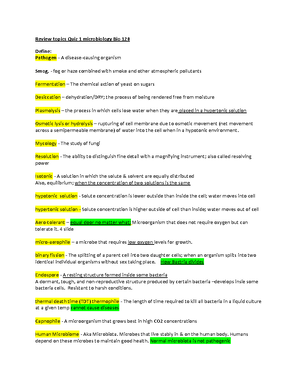 Microbiology Midterm Study Guide - Infection: Invasion of germs or pathogens that cause disease ...