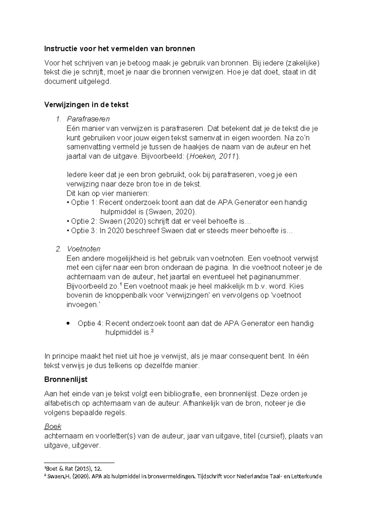 Instructie voor Bronvermelding in Betoog - APA Stijl en Voetnoten ...