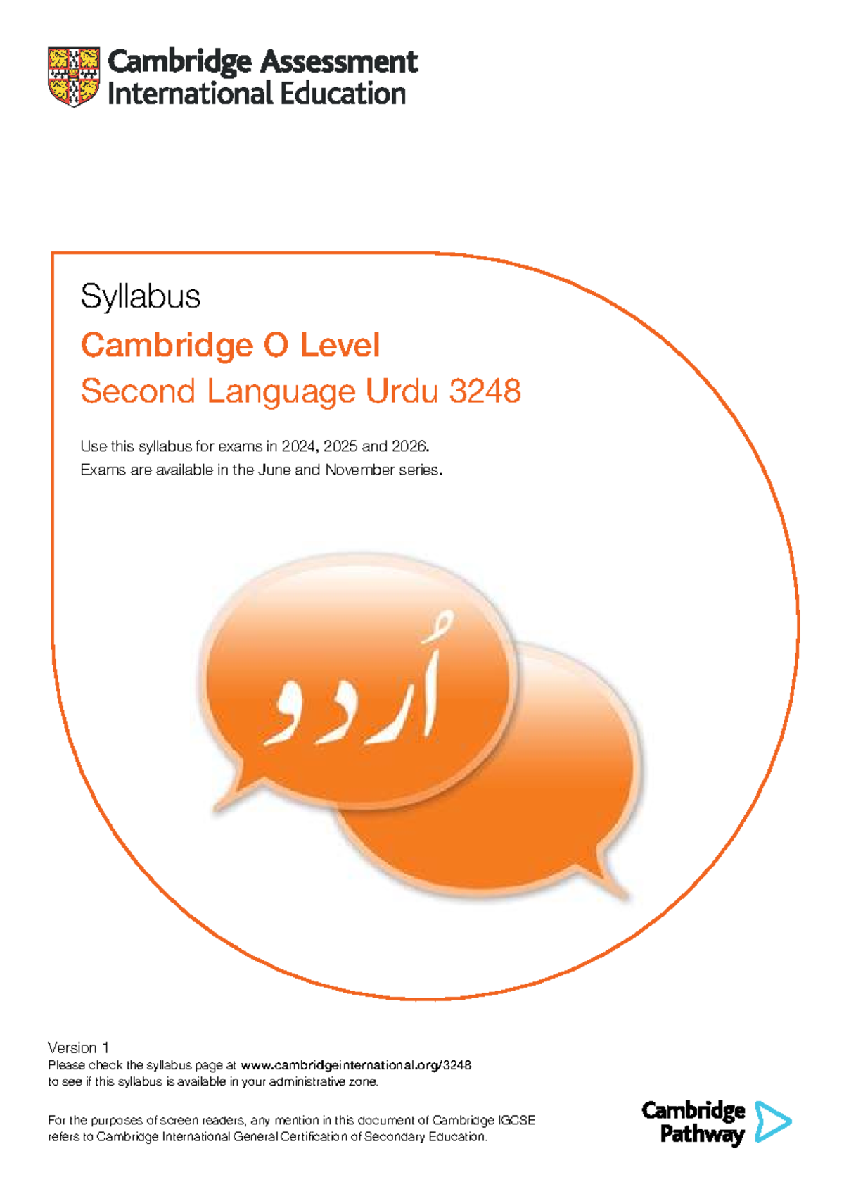 Cambridge O Level Second Language Urdu 3248 Syllabus 2024 2026 Studocu
