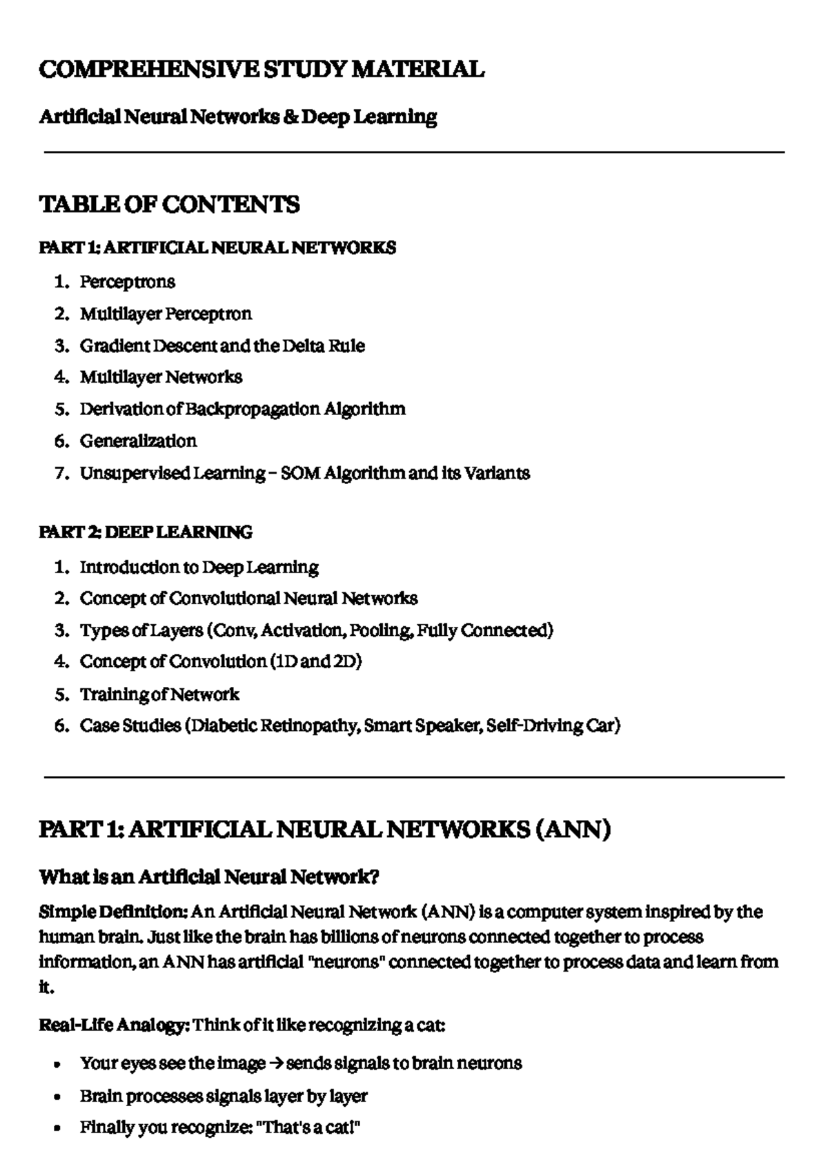 COMPREHENSIVE STUDY MATERIAL: ANN & Deep Learning Concepts - Studocu
