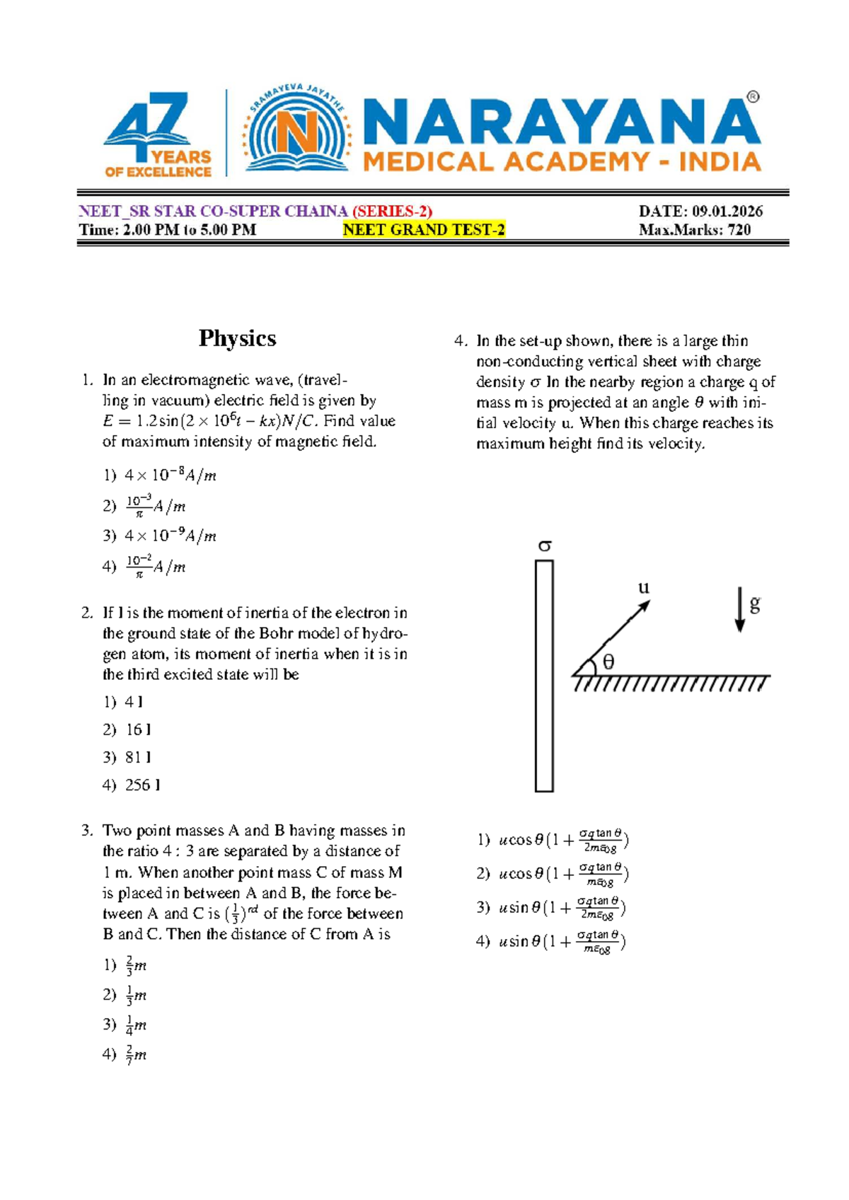Physics 1: Electromagnetic Waves and Motion Problems - SER-2 QP - Studocu