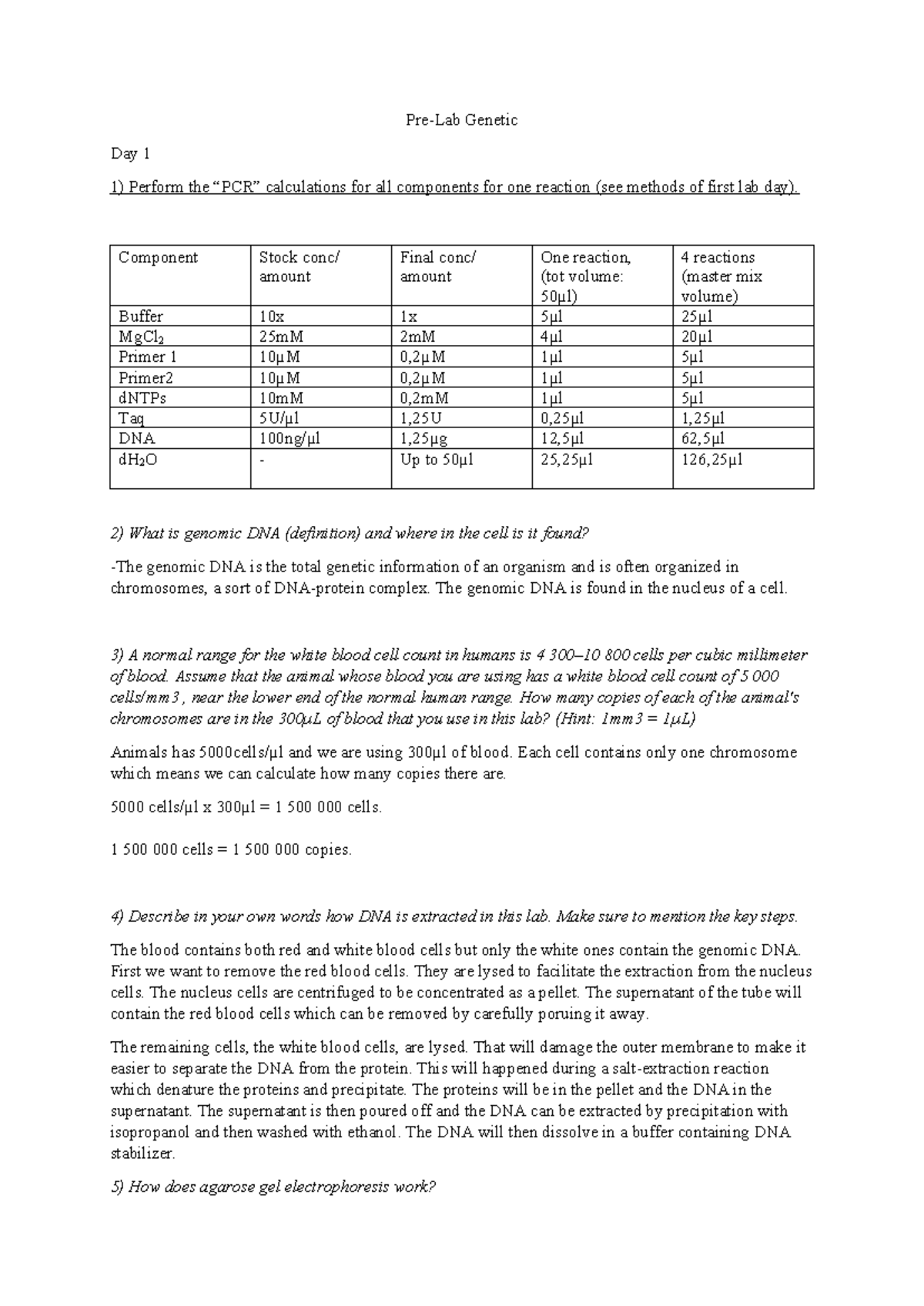 Pre-Lab Genetics Overview - PCR Calculations & DNA Extraction Methods ...