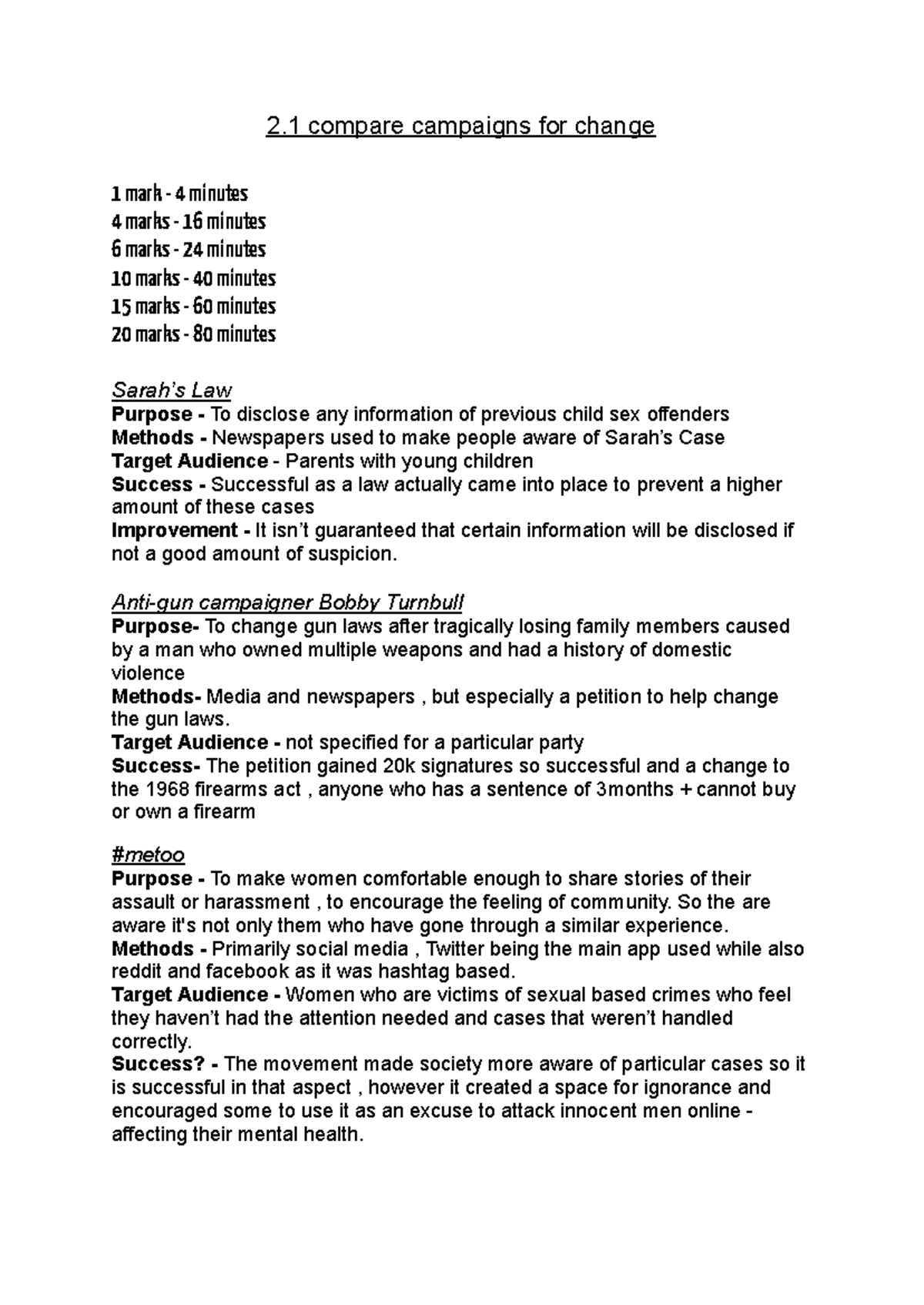 2.1 Campaigns for Change: Strategies, Successes, and Challenges - Studocu