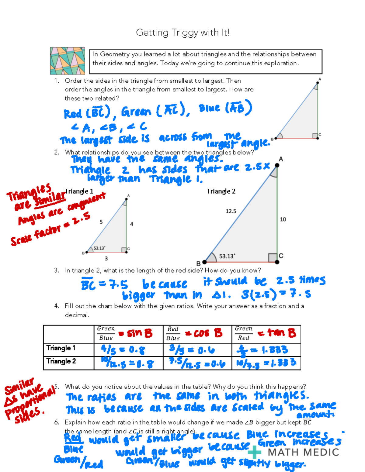 Right Triangle Trig Concepts - Key Relationships & Ratios - Studocu