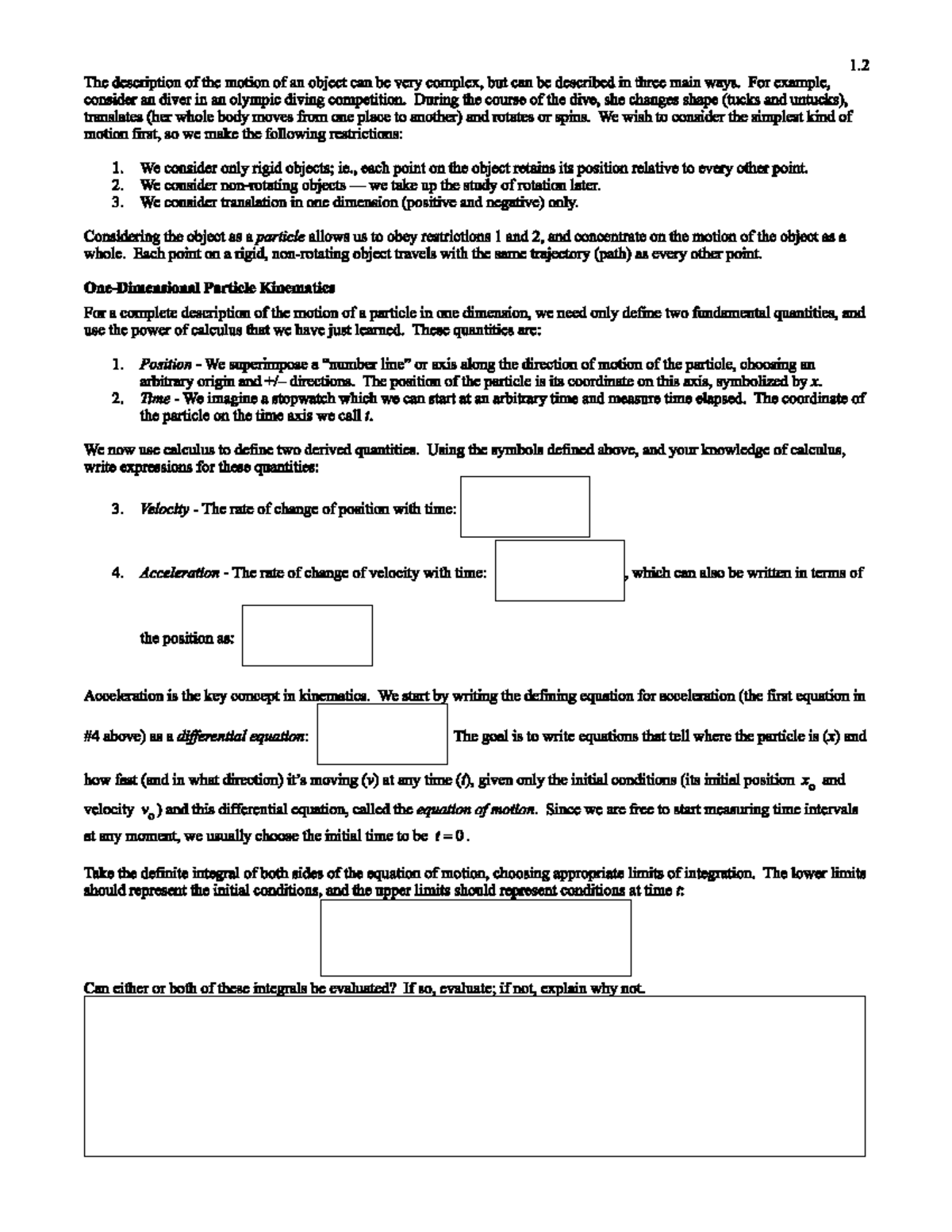 Kinematics with Constant Acceleration (Course Code: 1.2) Study Guide ...