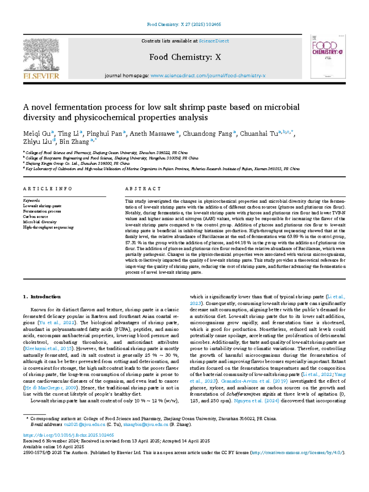 A Novel Fermentation Process for Low Salt Shrimp Paste: Microbial ...
