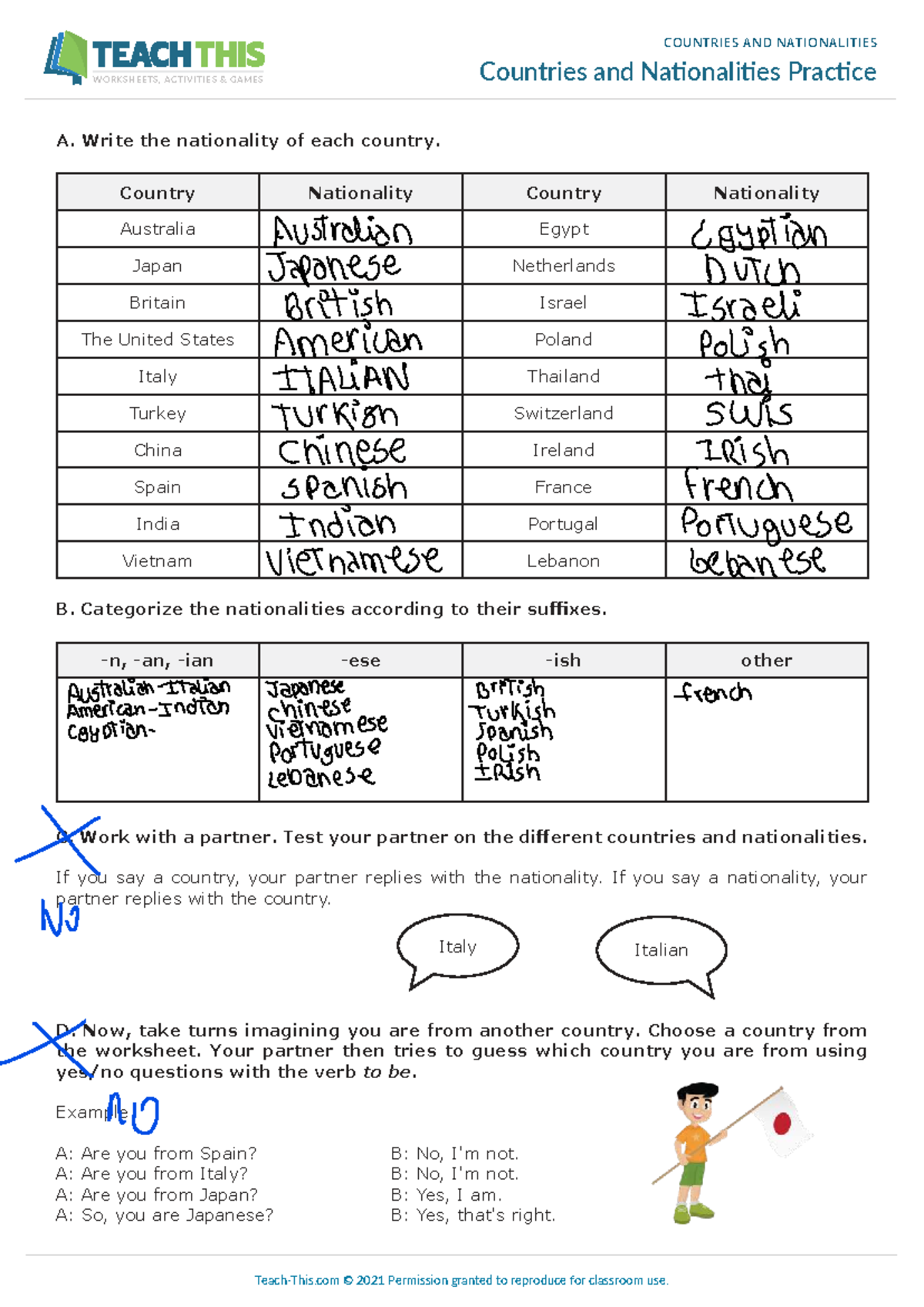 Inglés: Countries, Nationalities & Verb To Be Practice Worksheets - Studocu