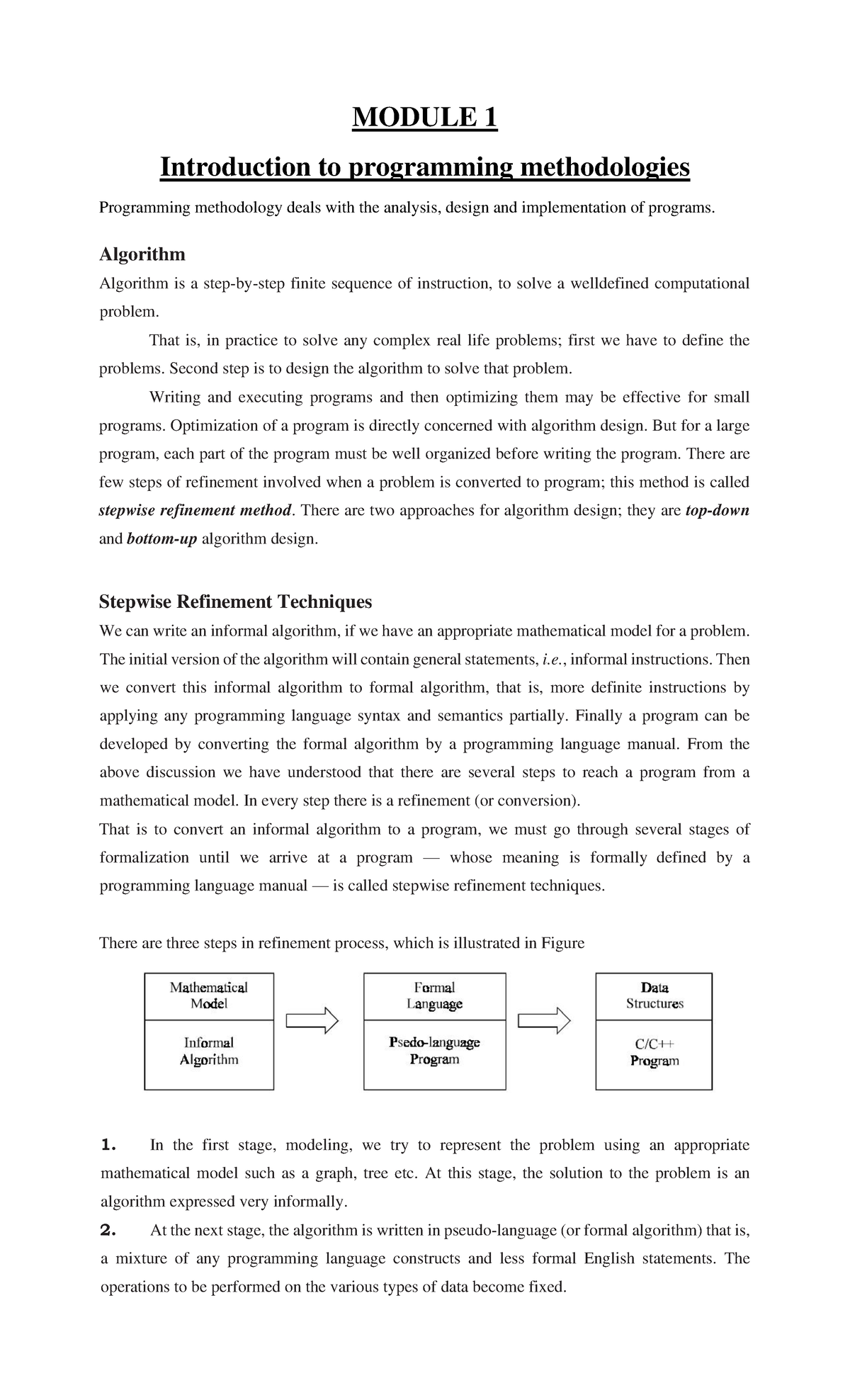 Data structure and algorithms programming methodologies-1 - MODULE 1 Introduction to programming ...