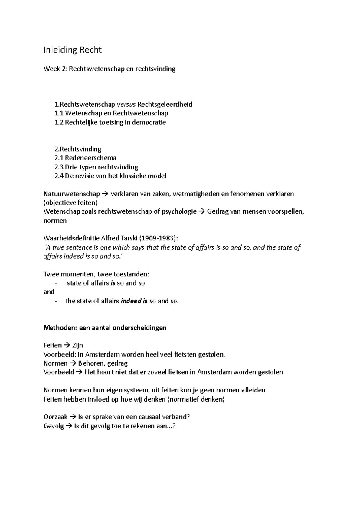 Inleiding Recht week 2 - Inleiding Recht Week 2: Rechtswetenschap en ...