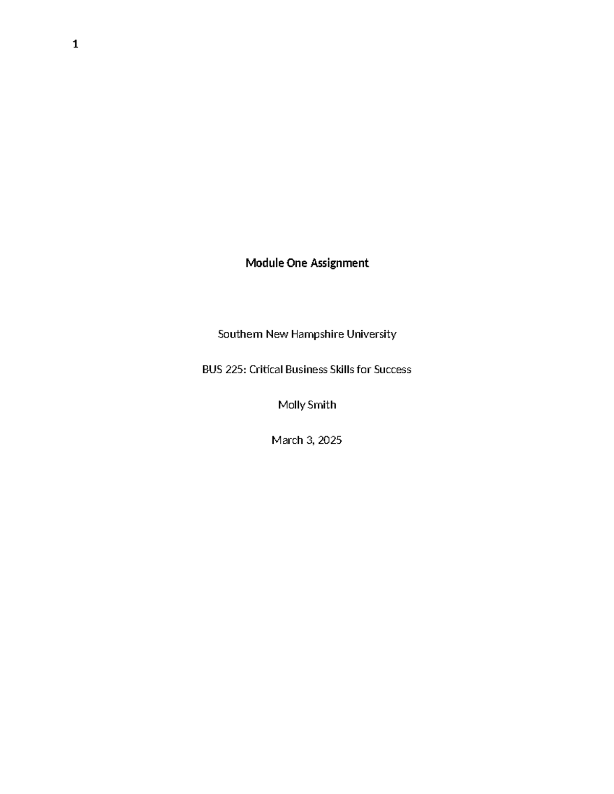 BUS225 Module One Assignment - Module One Assignment Southern New ...
