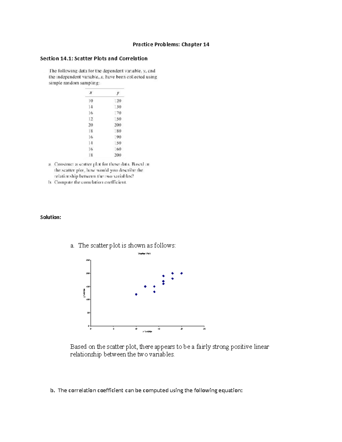 Practice Problems: Chapter 14 - Scatter Plots & Regression Analysis ...
