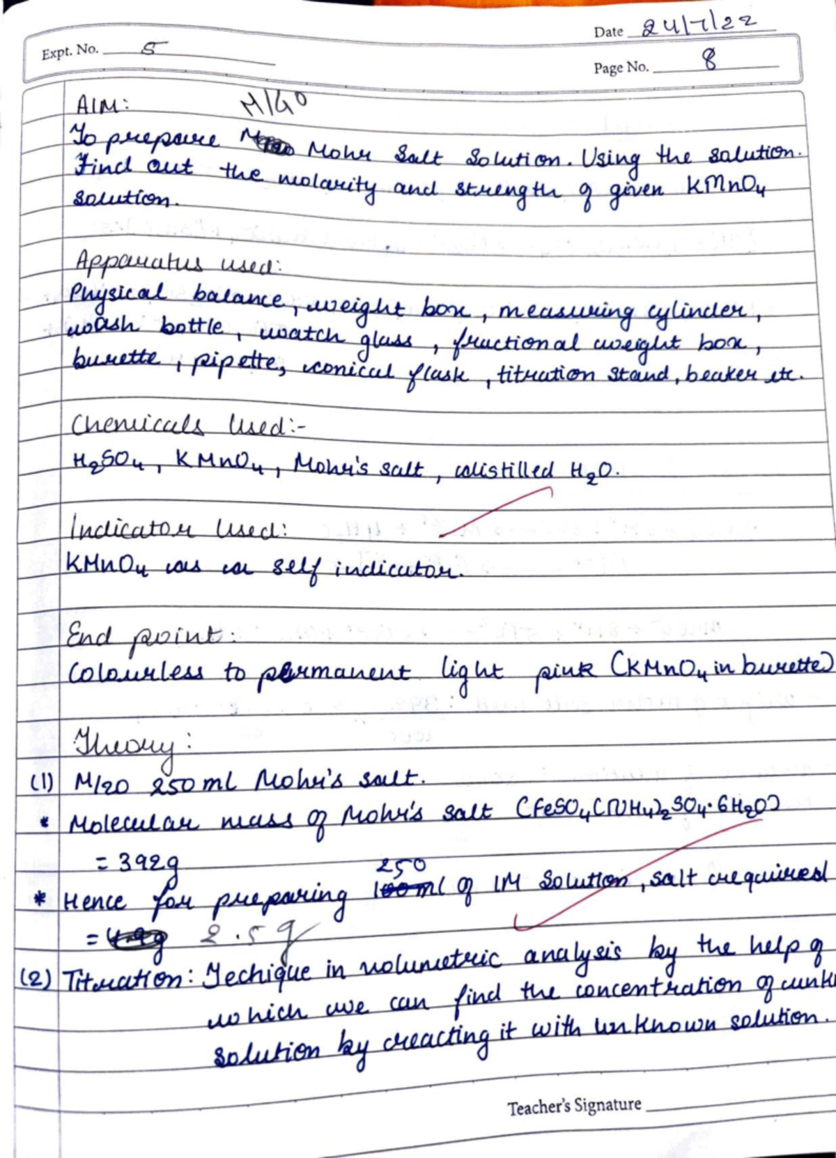 Titration Study Notes for Course CZ-2: Date and Observations - Studocu