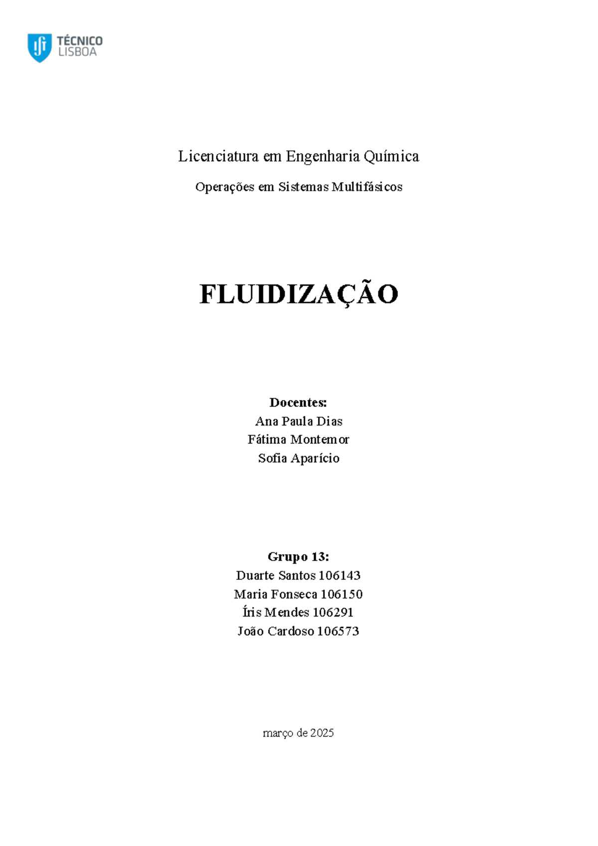 G13: Estudo Experimental de Fluidização em Sistemas Multifásicos - Studocu