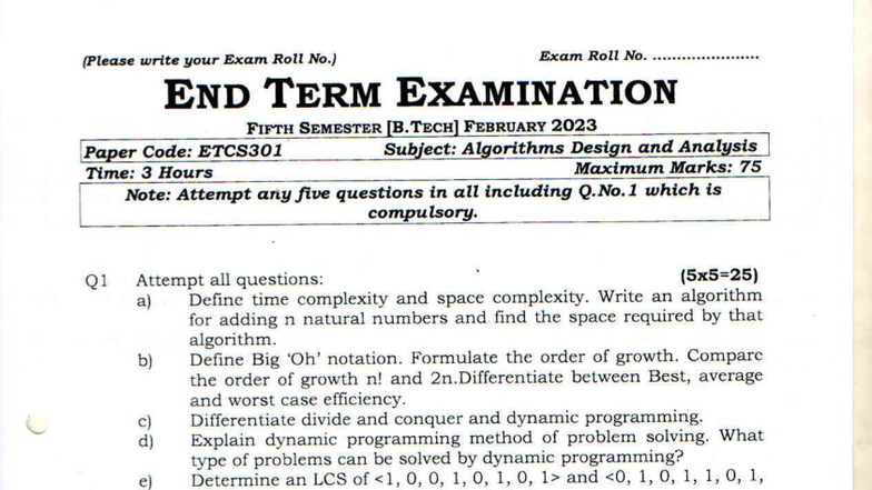 ETCS301 Final Exam: Algorithms Design & Analysis - Feb 2023 - Studocu