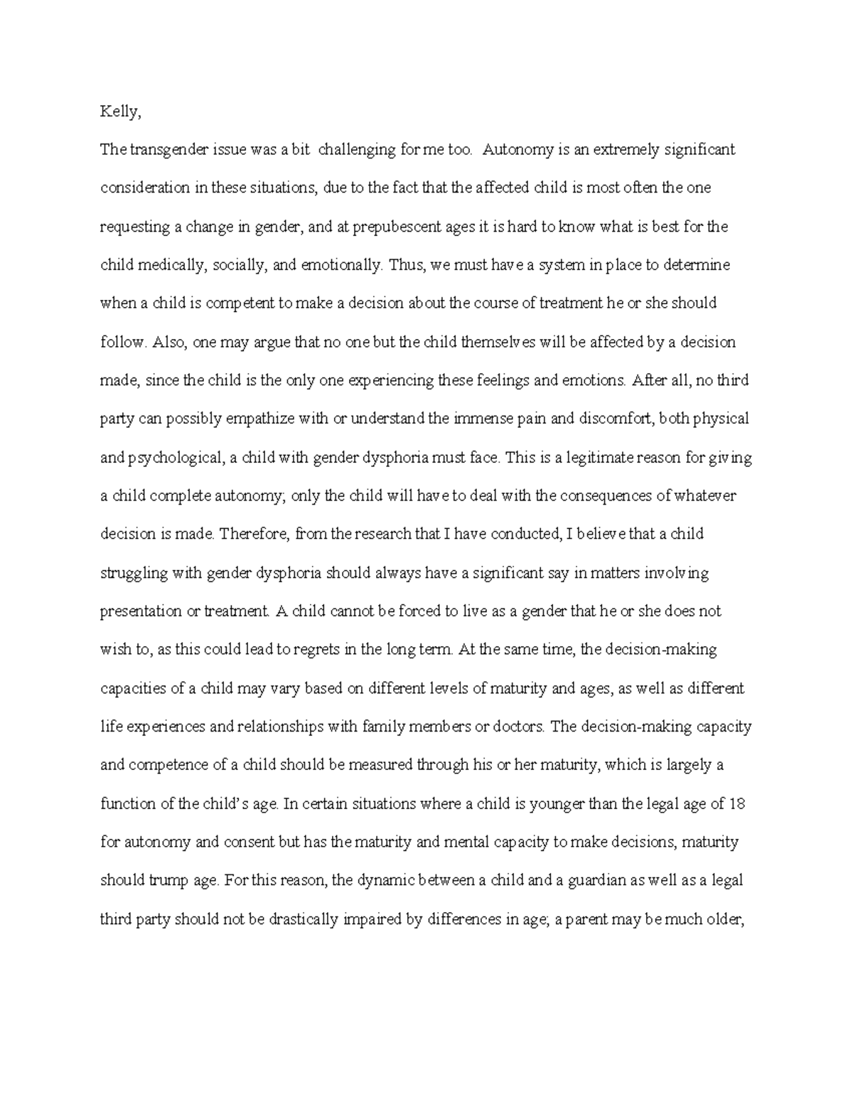 HW Replies - Week 1: Autonomy, Ethics & Patient Care Discussions - Studocu