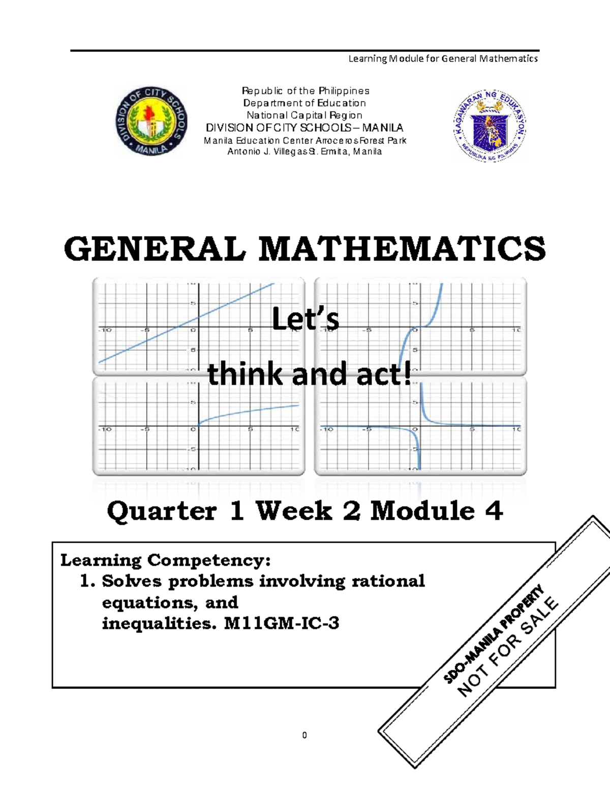Genmath-11 Q1 W2 Mod4: Rational Equations & Inequalities - Studocu