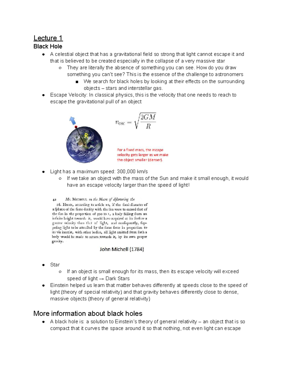 Lecture 1: Black Holes and Relativity in Astrophysics Overview - Studocu