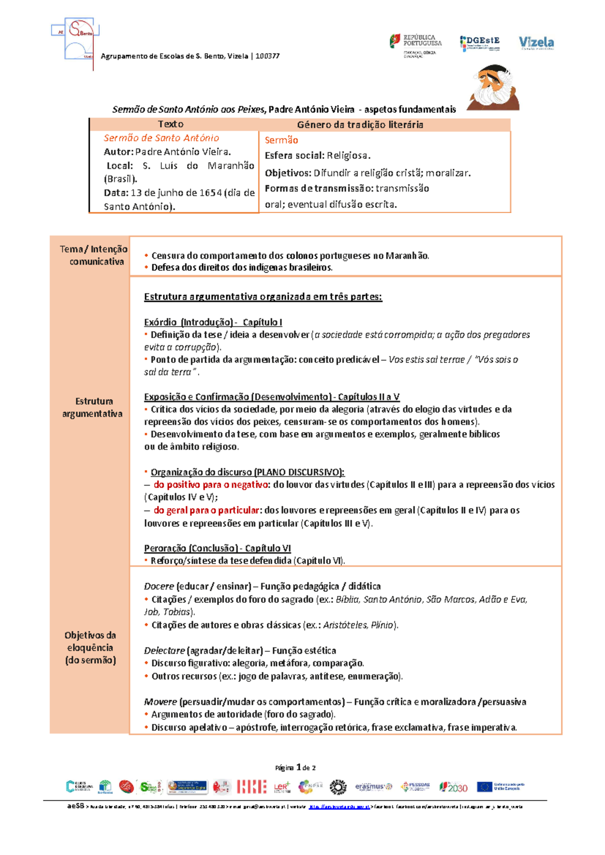 Sermão de Santo António aspetos fundamentais - Agrupamento de Escolas ...