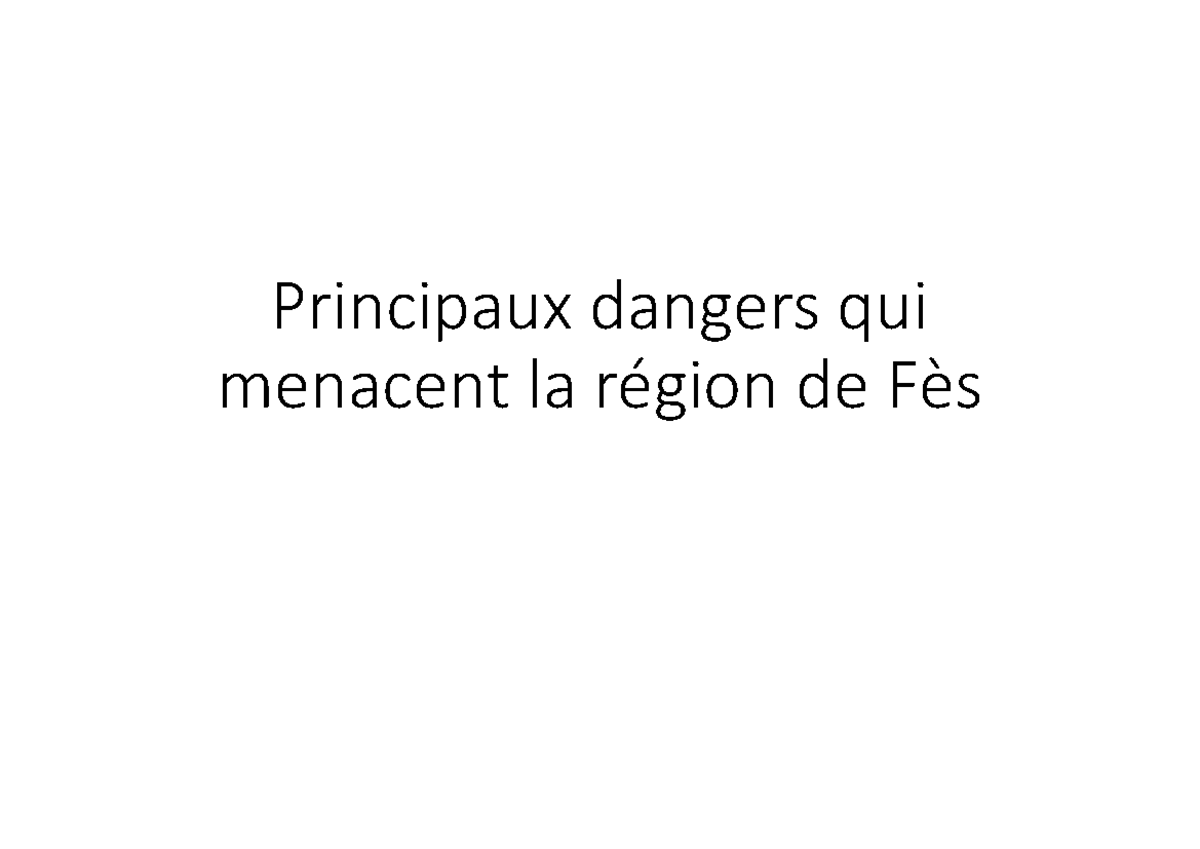 Catastrophes Naturelles et Anthropiques à Fès : Risques et Préventions ...